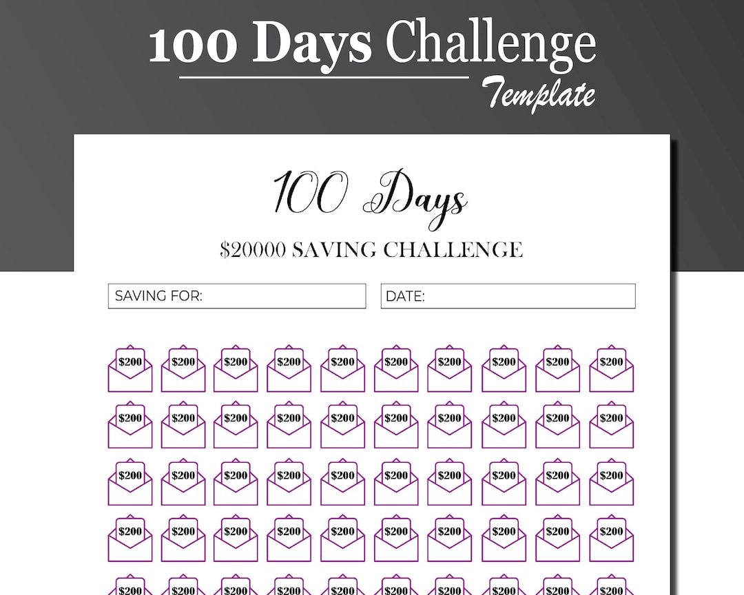 100 Envelope Challenge 100 Days Challenge 100 Day Challenge 20k in 100 ...