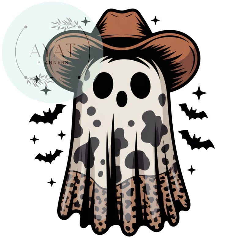 Halloween Cowboy Ghost PNG: Western Cowgirl Sublimation Design (digital ...