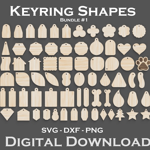 Keyring Design Files for Laser Cutting Bundle. SVG DXF PNG. - Etsy