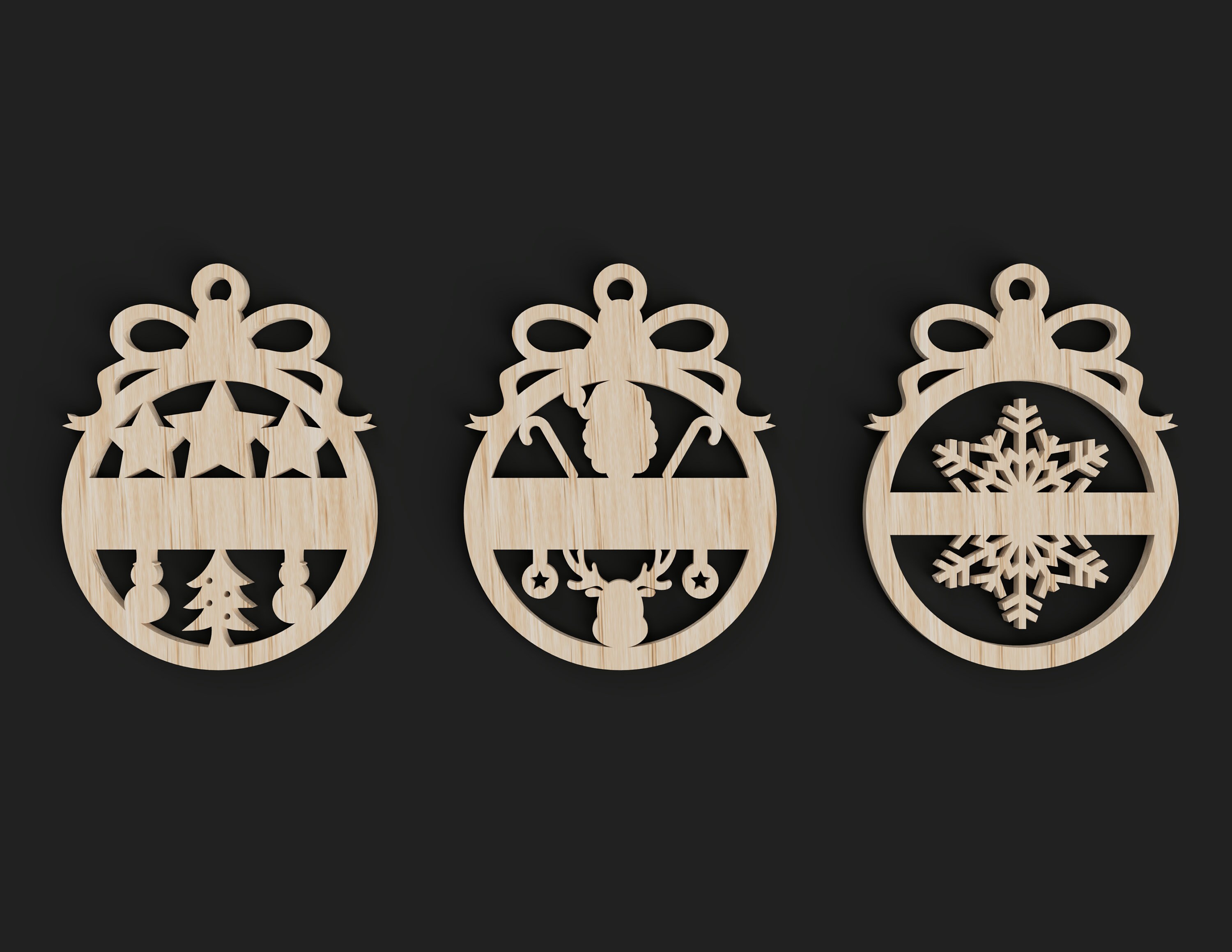 Christmas Bauble Design Files for Laser Cutting #2. SVG, DXF. - Tree ...
