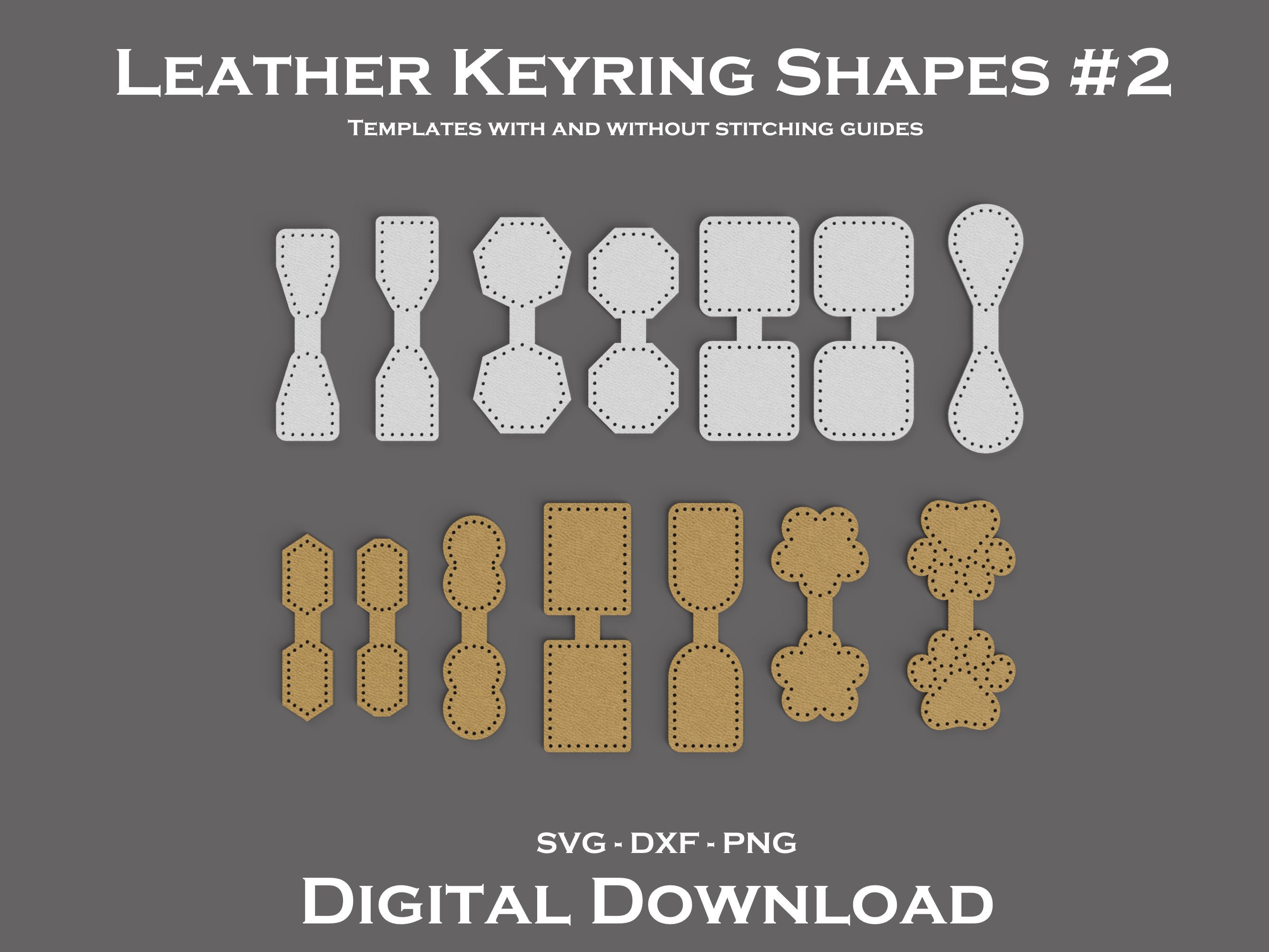 Leather Keyring Design Files for Laser or Vinyl Cutters. SVG, DXF, PNG ...
