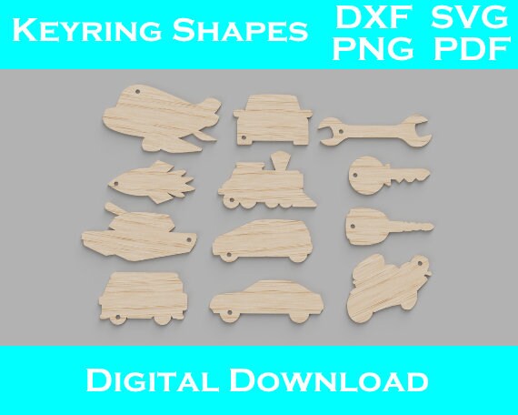 Keyring Design Files for Laser Cutting #2. SVG, DXF, PNG. - Keychain ...