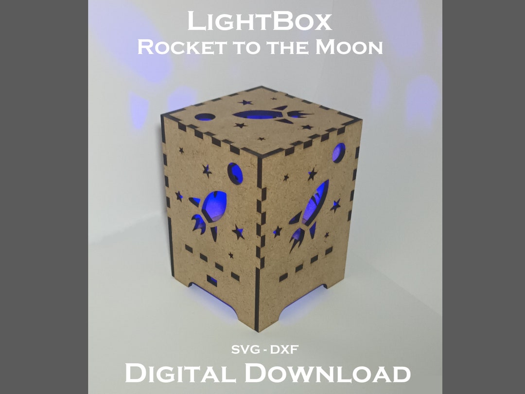 Rocket to the Moon Light Box - Design Files for Laser Cutting. SVG, DXF ...