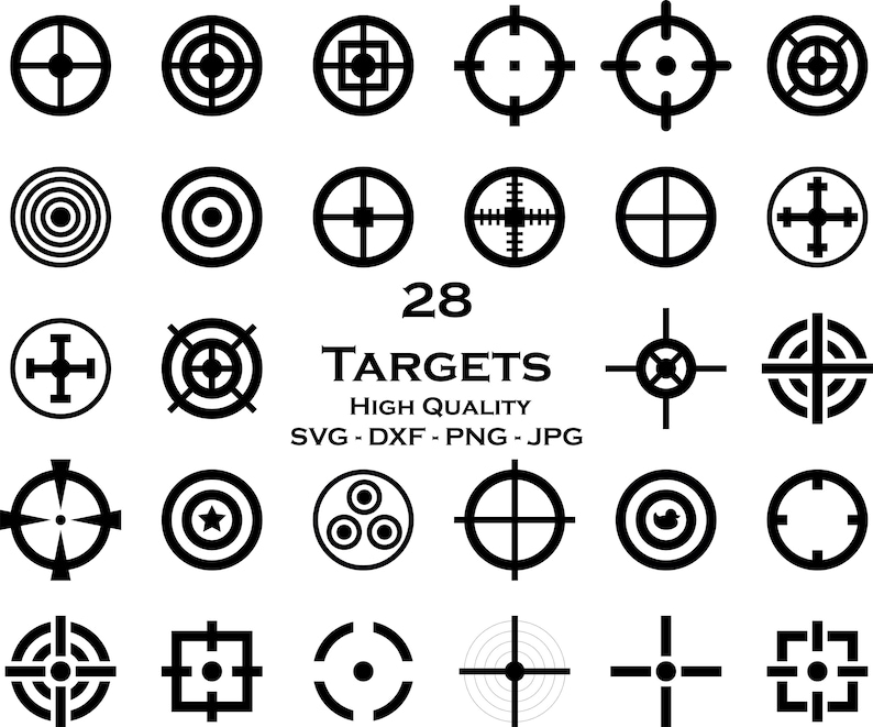 Targets 28 Designs - Files for Laser / Vinyl Cutting. SVG, DXF, PNG ...