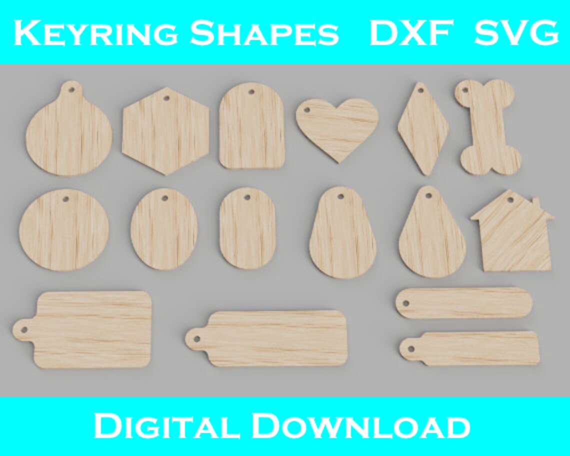 Keyring Design Files for Laser Cutting #1. SVG, DXF, PNG. - Keychain ...