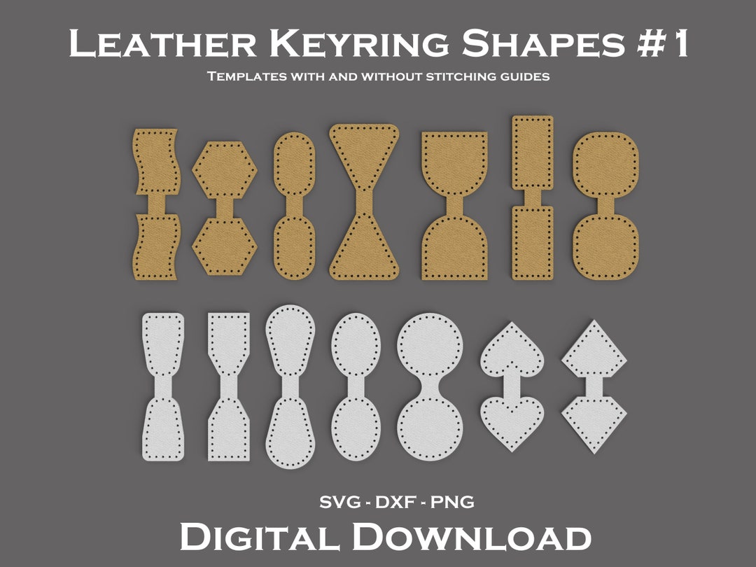 Leather Keyring Design Files for Laser or Vinyl Cutters. SVG, DXF, PNG ...