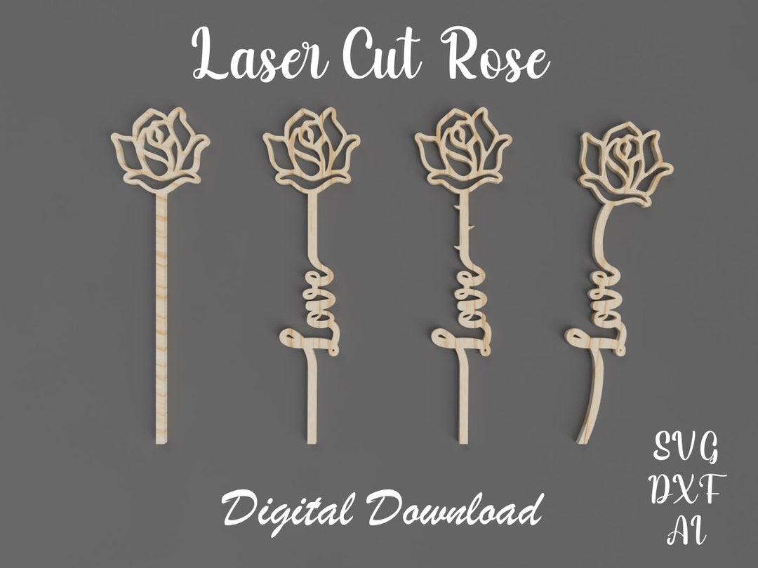 Laser Cut Rose Design Files for Laser Cutting - Love. SVG, DXF. - Gift ...