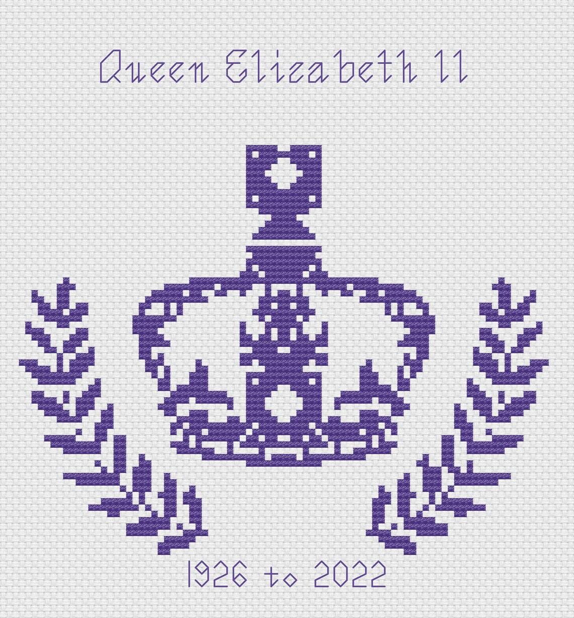 HM Queen Elizabeth II Memorial Cross Stitch Kit - Crown - Etsy