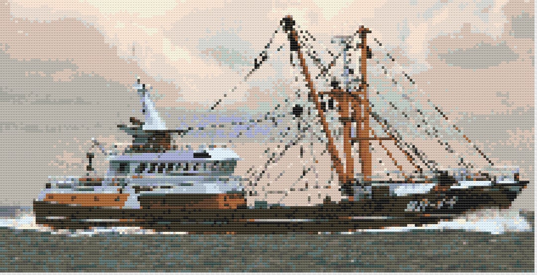 Trawler Fishing Boat Cross Stitch Digital Download - Etsy