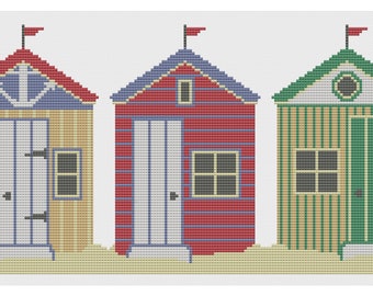 Beach Huts - Cross Stitch Pattern + Bonus Matching Beach Huts Print ...