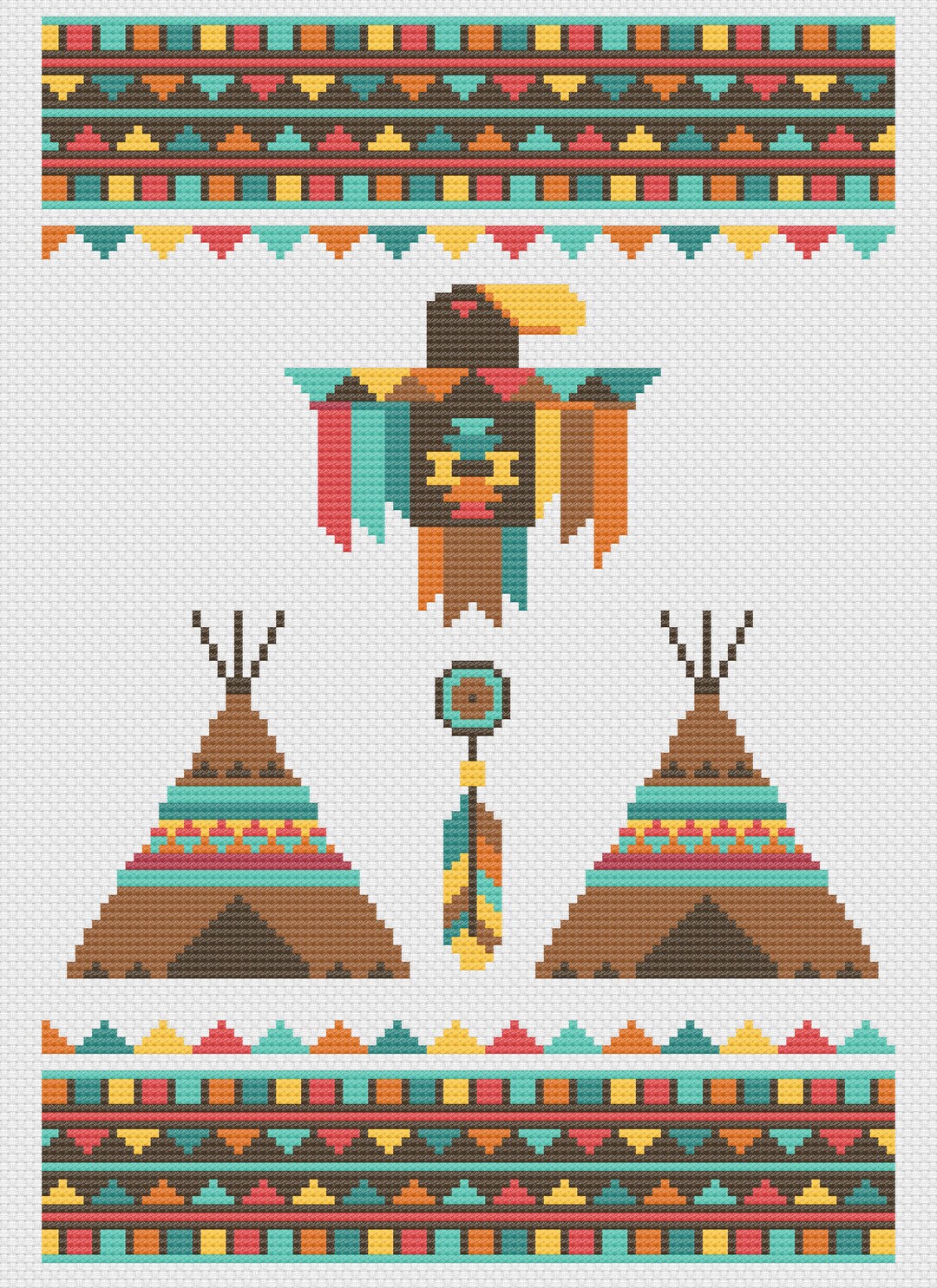 American Indian Panel Cross Stitch Digital Download - Etsy