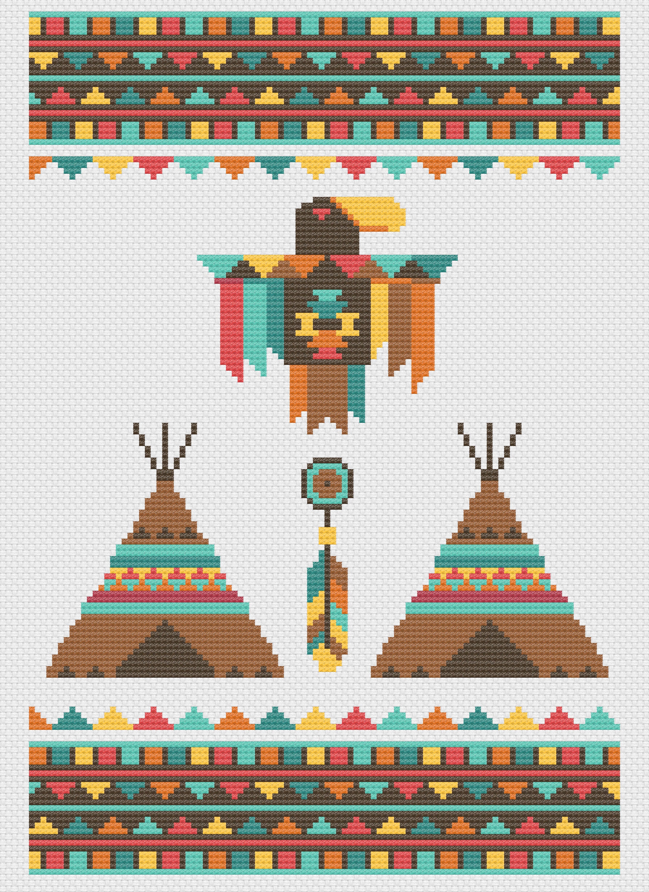 American Indian Panel Cross Stitch Digital Download - Etsy