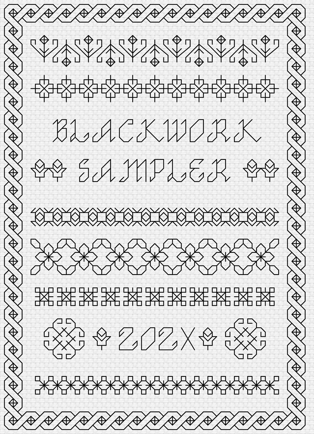 Blackwork Year Sampler Cross Stitch Digital Download - Etsy