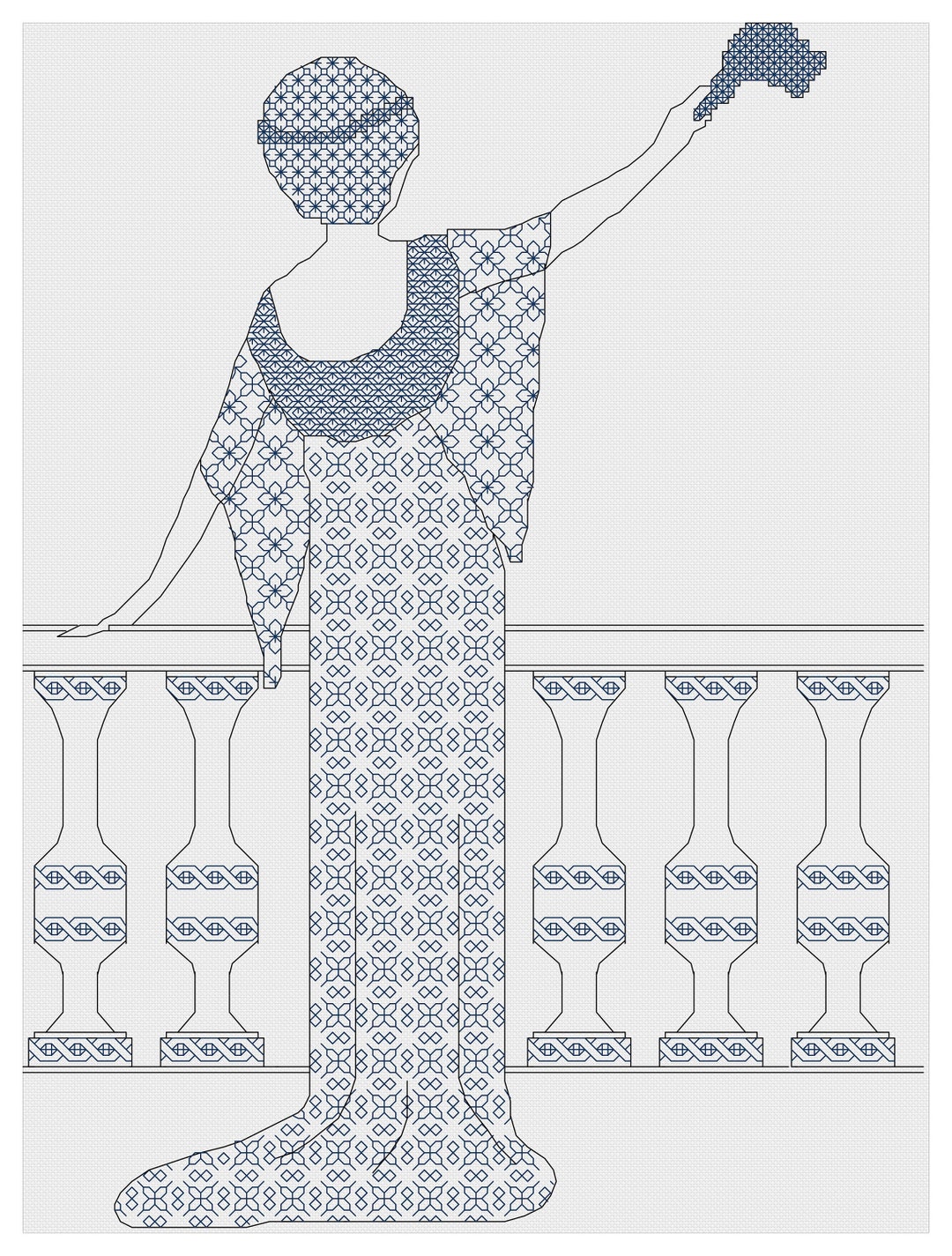 Blackwork Waving Goodbye Sampler Cross Stitch Digital Download - Etsy