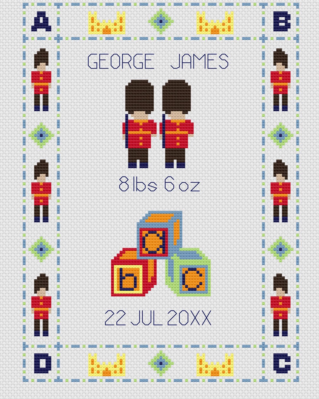 Toy Soldier Birth Sampler Cross Stitch Digital Download - Etsy