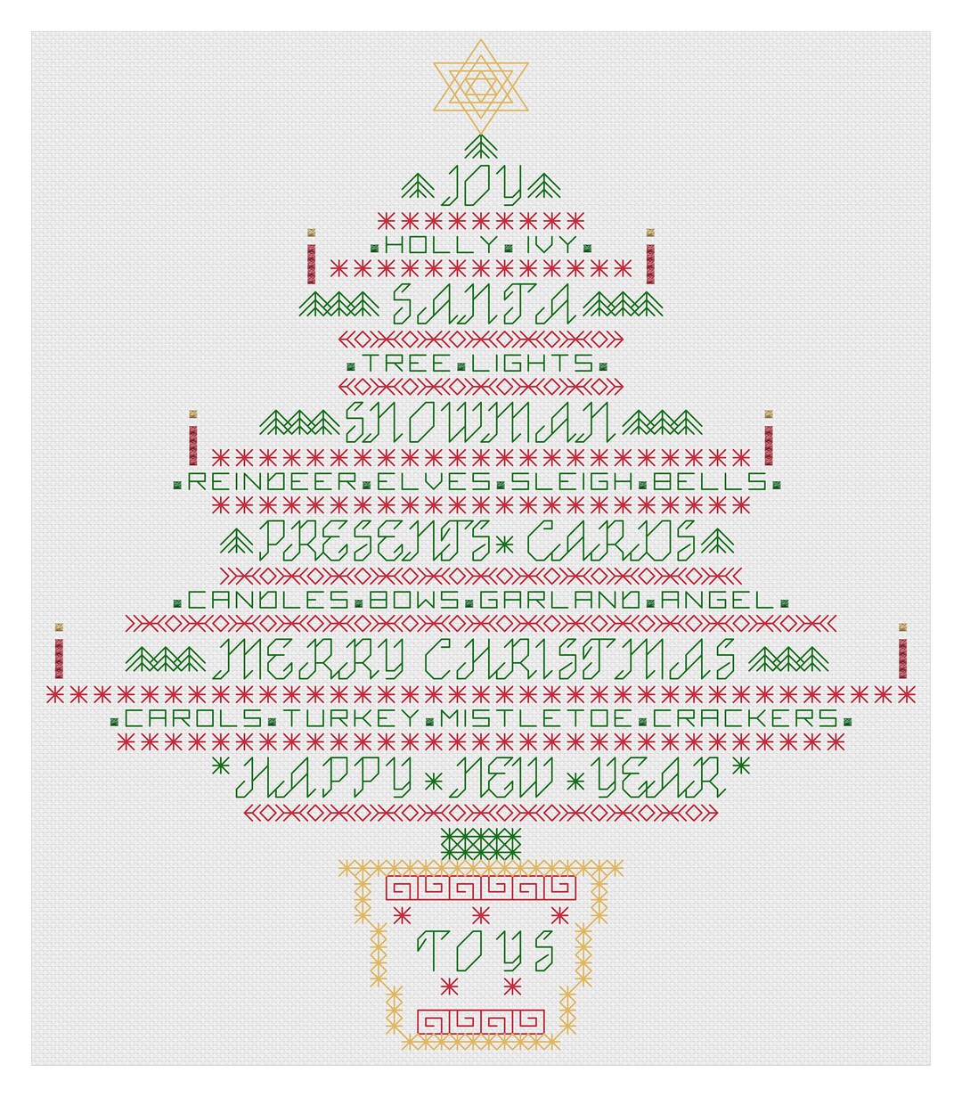 Blackwork Christmas Tree Cross Stitch Digital Download - Etsy