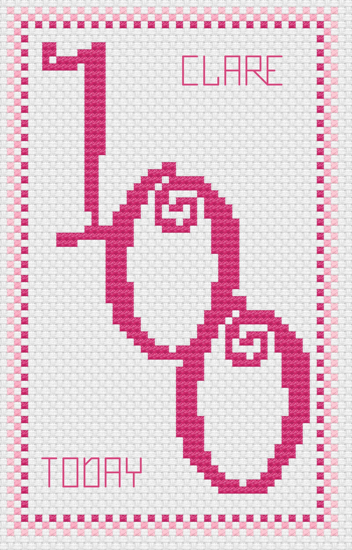 100th Birthday Card Pink Cross Stitch Digital Download - Etsy