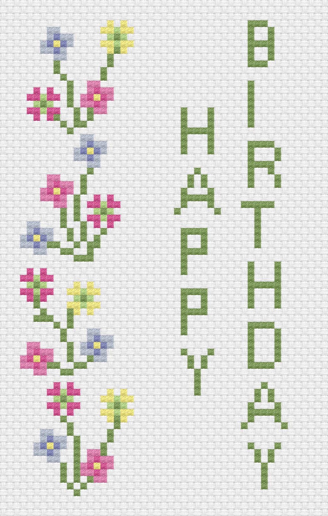 Spring Flowers Birthday Card Cross Stitch Kit by Florashell - Etsy