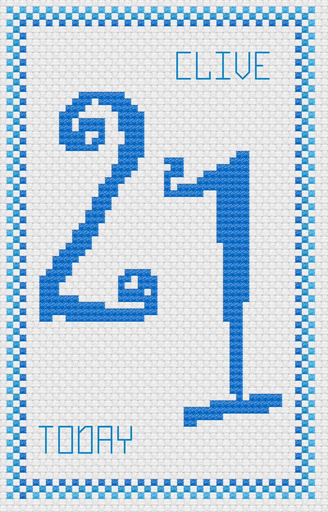 21st Birthday Card Blue Cross Stitch Digital Download - Etsy