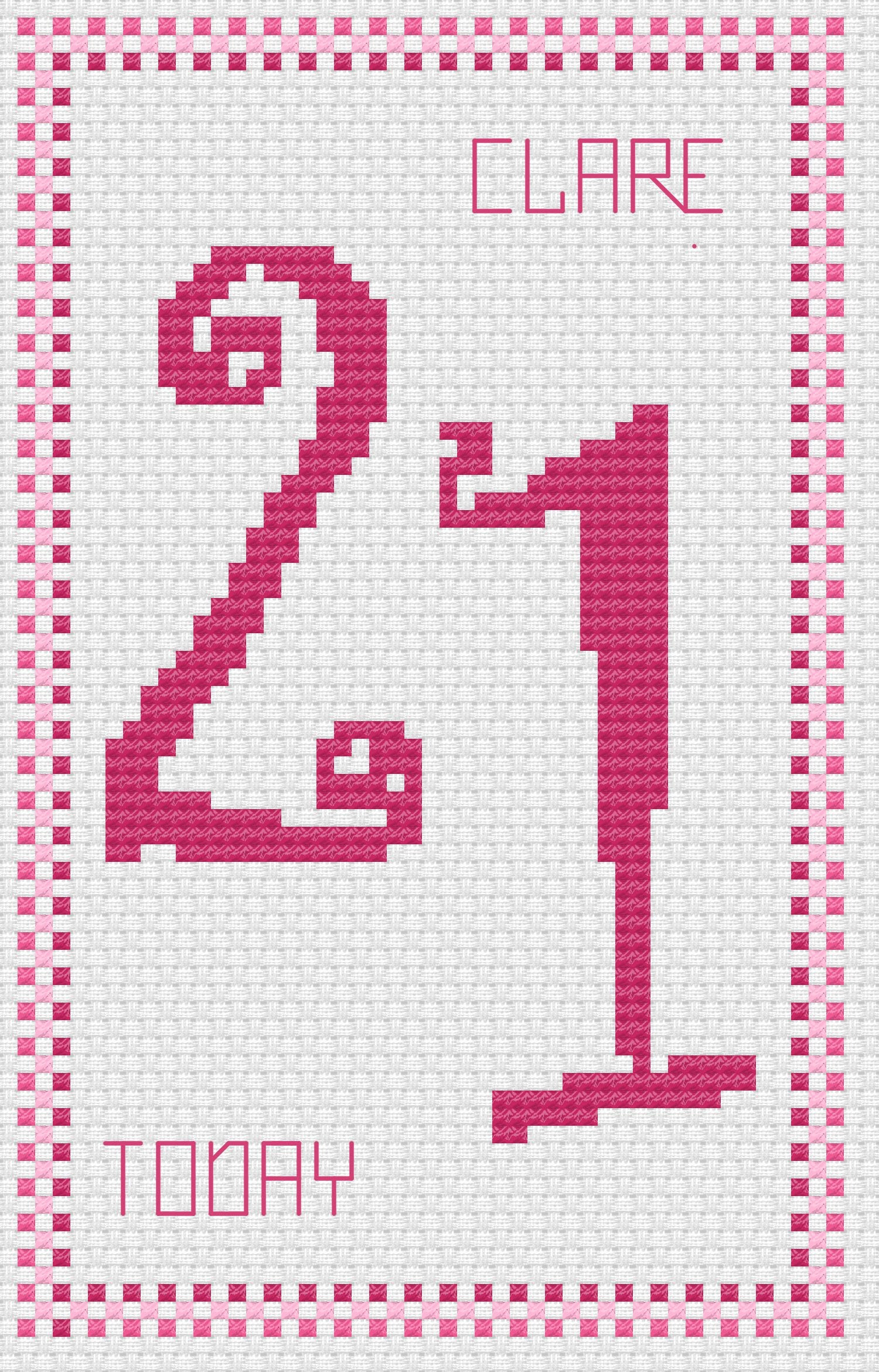 21st Birthday Card Pink Cross Stitch Digital Download - Etsy