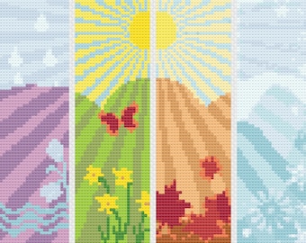 Set of 4 Seasons Cross Stitch Pattern Seasons Cross Stitch Pattern Four ...