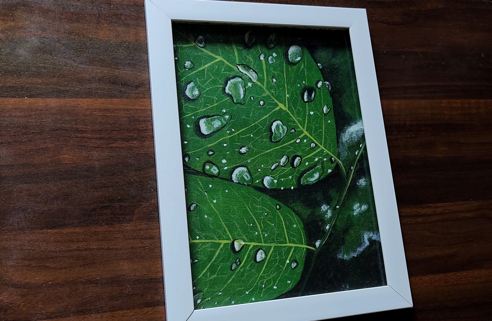 Water Drops on Leaves Acrylic Painting - Etsy