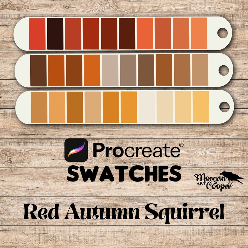 Red Autumn Squirrel Procreate Swatches Color Palette Also for Use With ...
