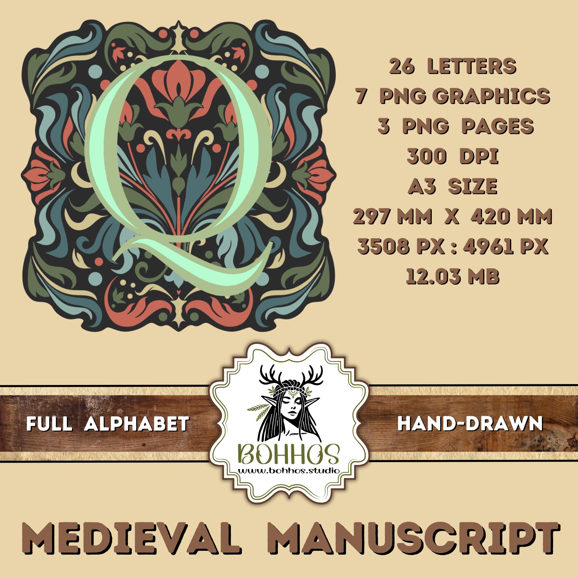 Medieval Manuscript PNG | Ornate Alphabet Clipart | Hand-drawn ...