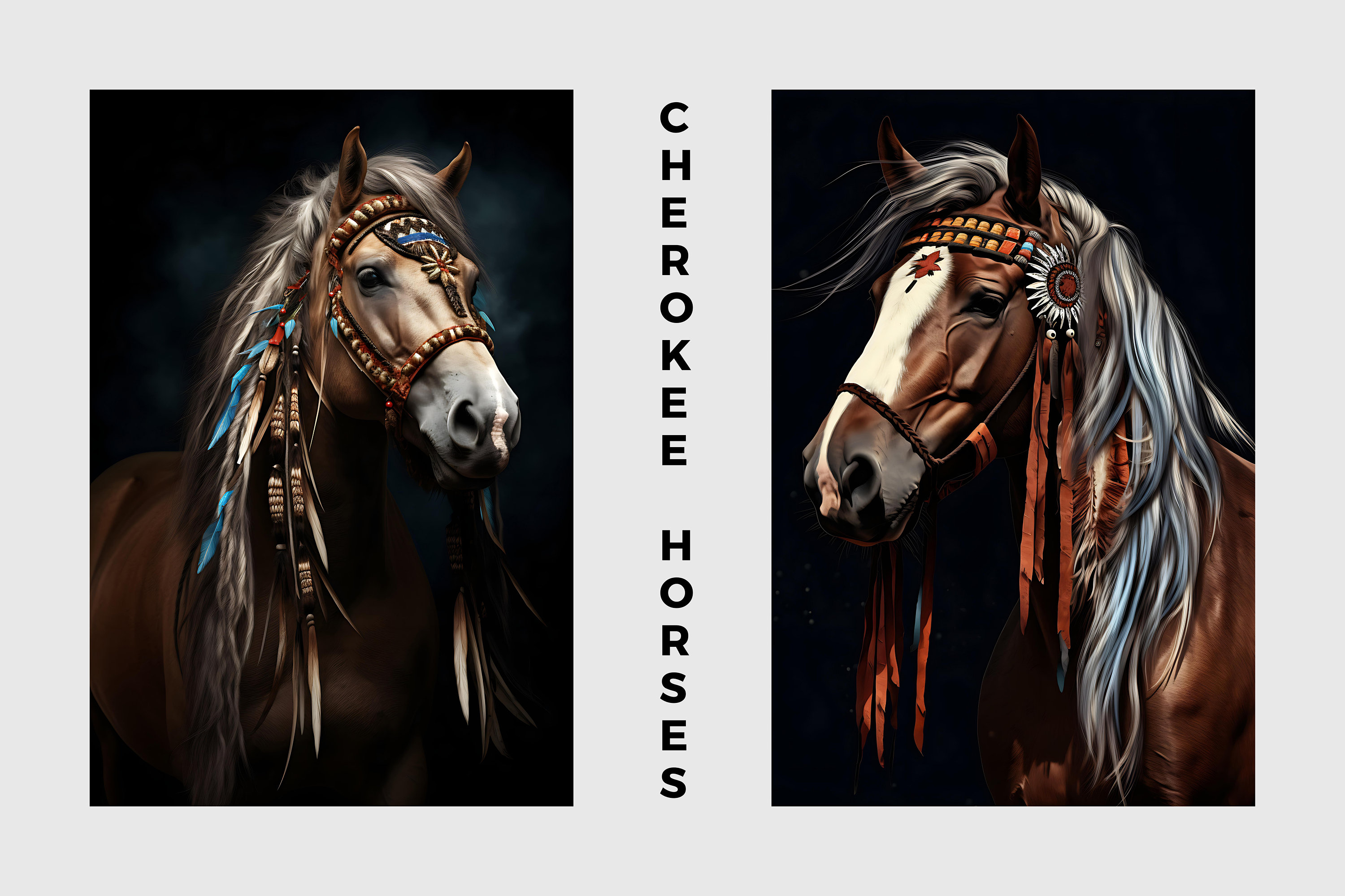 Indian Cherokee Horse Watercolour Portrait Painting Wall Art Print ...