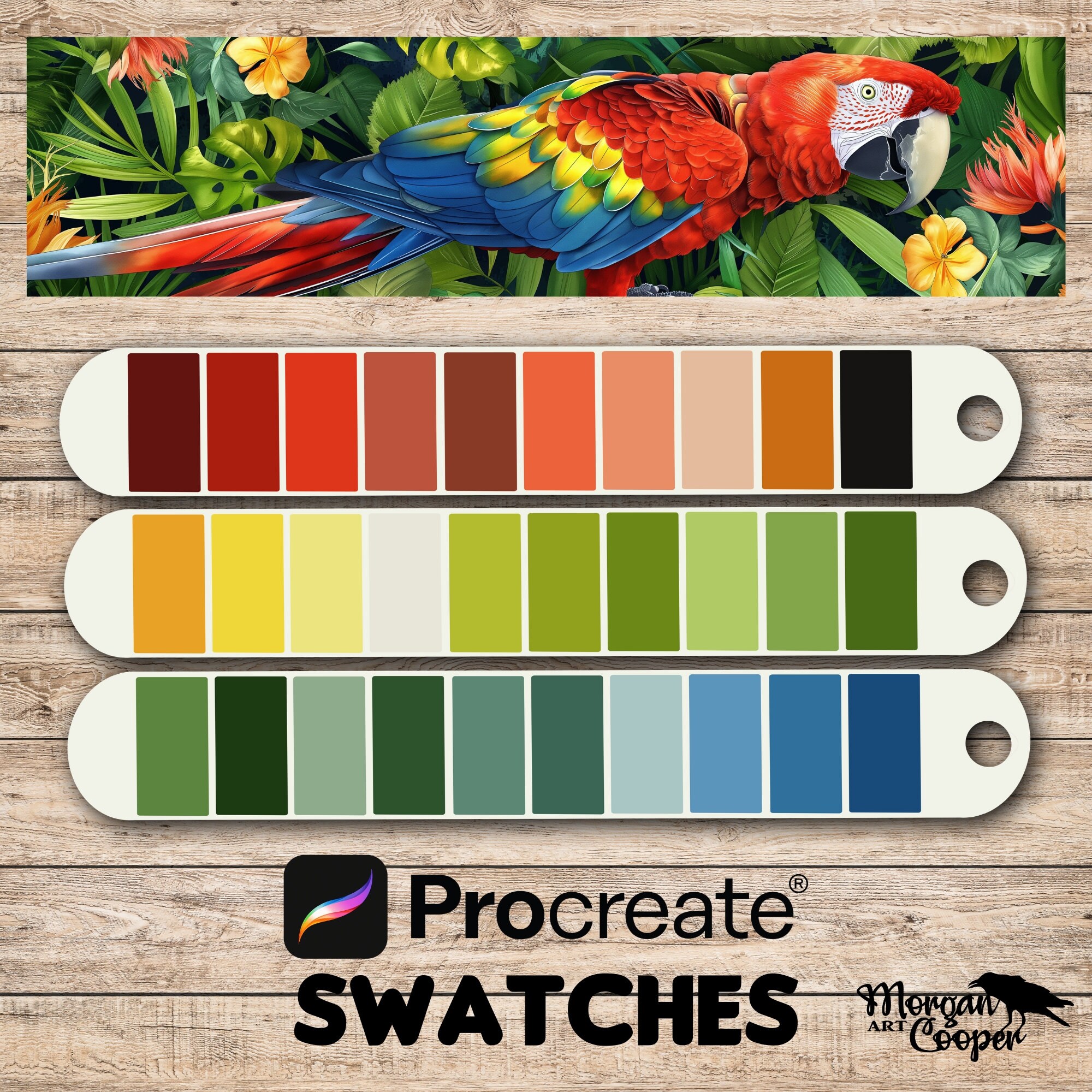 Macaw Parrot Procreate Swatches Color Palette Also for Use With Other ...
