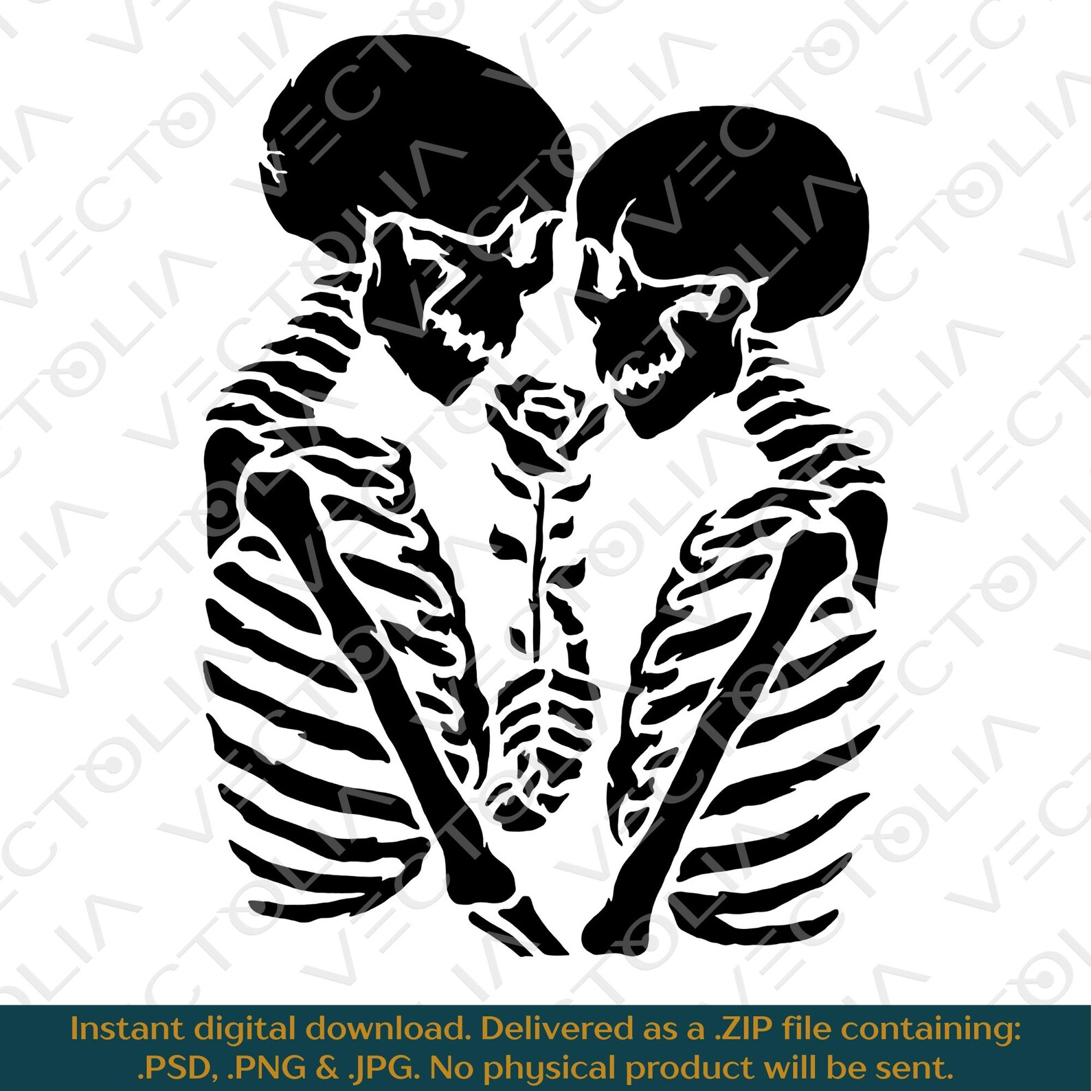 Skeletons in Love Black Decal – Hand-drawn in Vectors | A2 - Not Ai ...