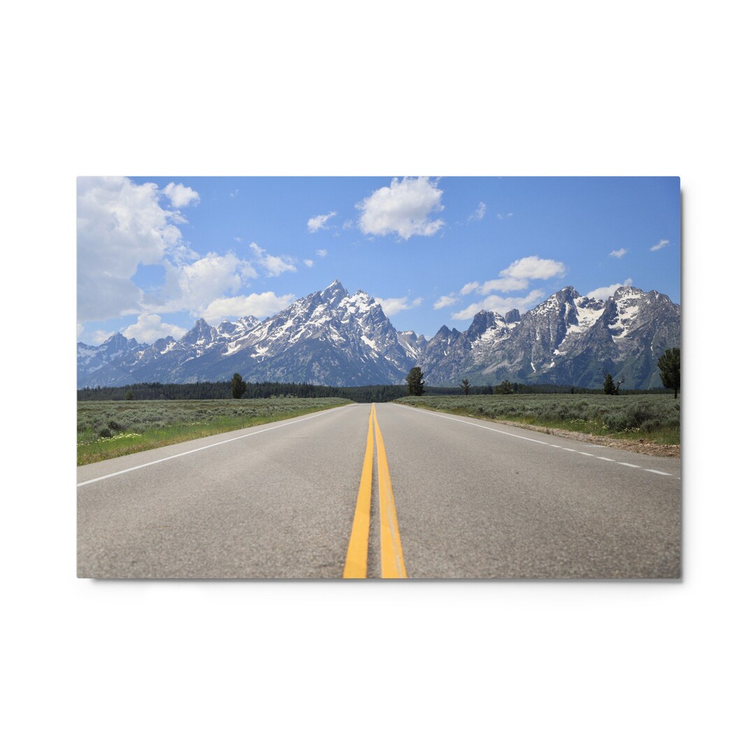 Metal Print, Grand Teton National Park, Wyoming | Road to Teton Range ...