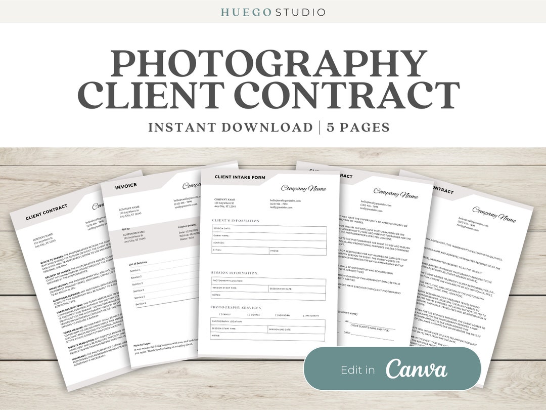 Minimalistic Photography Client Contract Template Photography Form ...