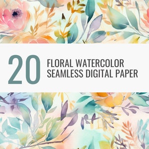 Pastel Watercolor Flower Background Floral Digital Paper Flower ...