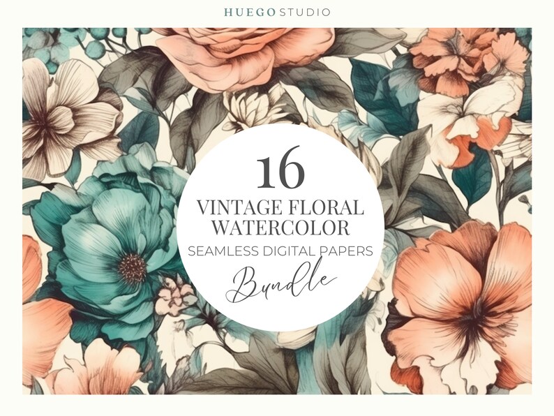 Vintage Watercolor Flower Background Flower Digital Paper Seamless ...
