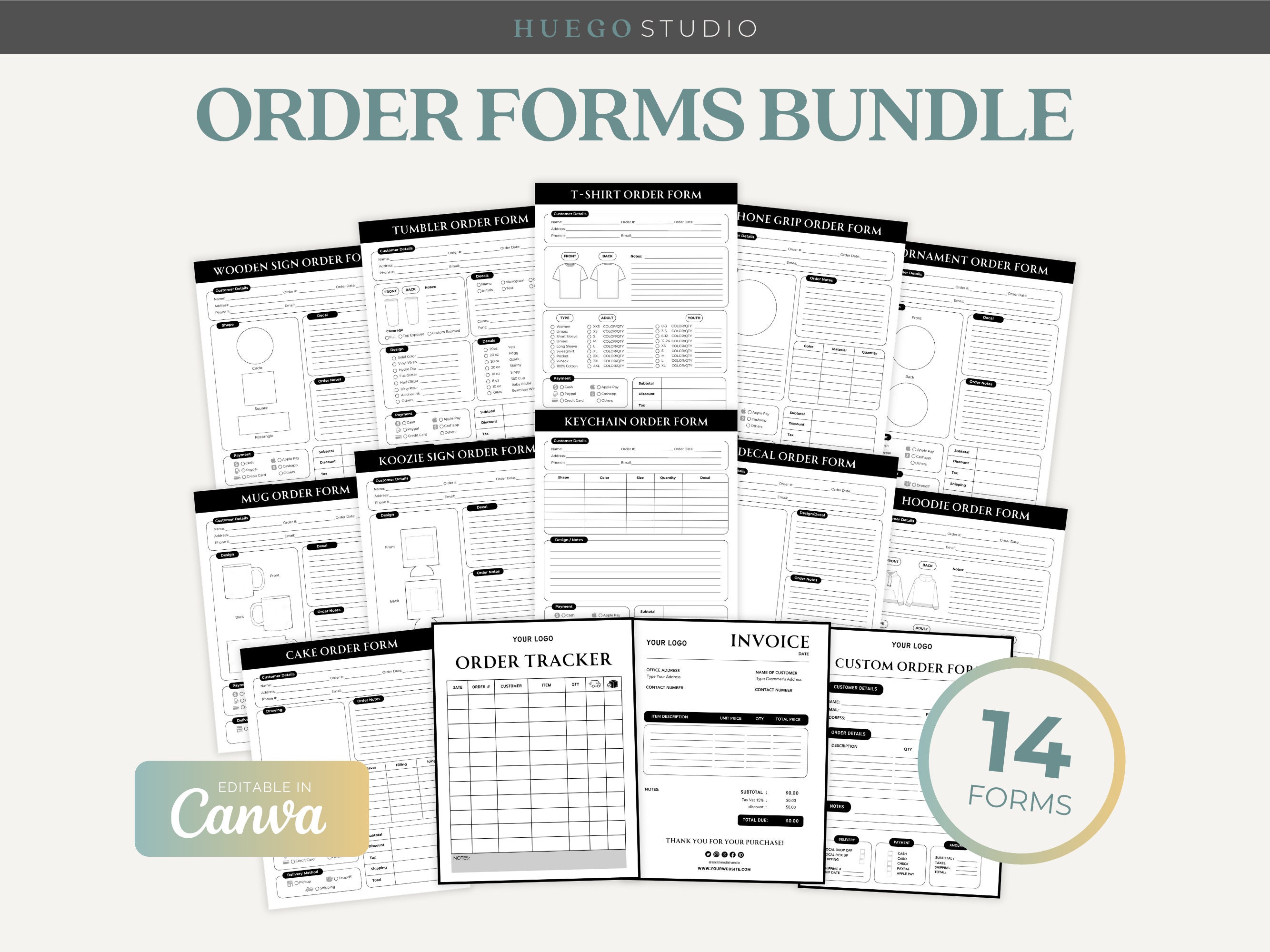 Editable Order Forms Bundle Tshirt Tumbler Tshirt Decal Editable Invoice Template Printable ...