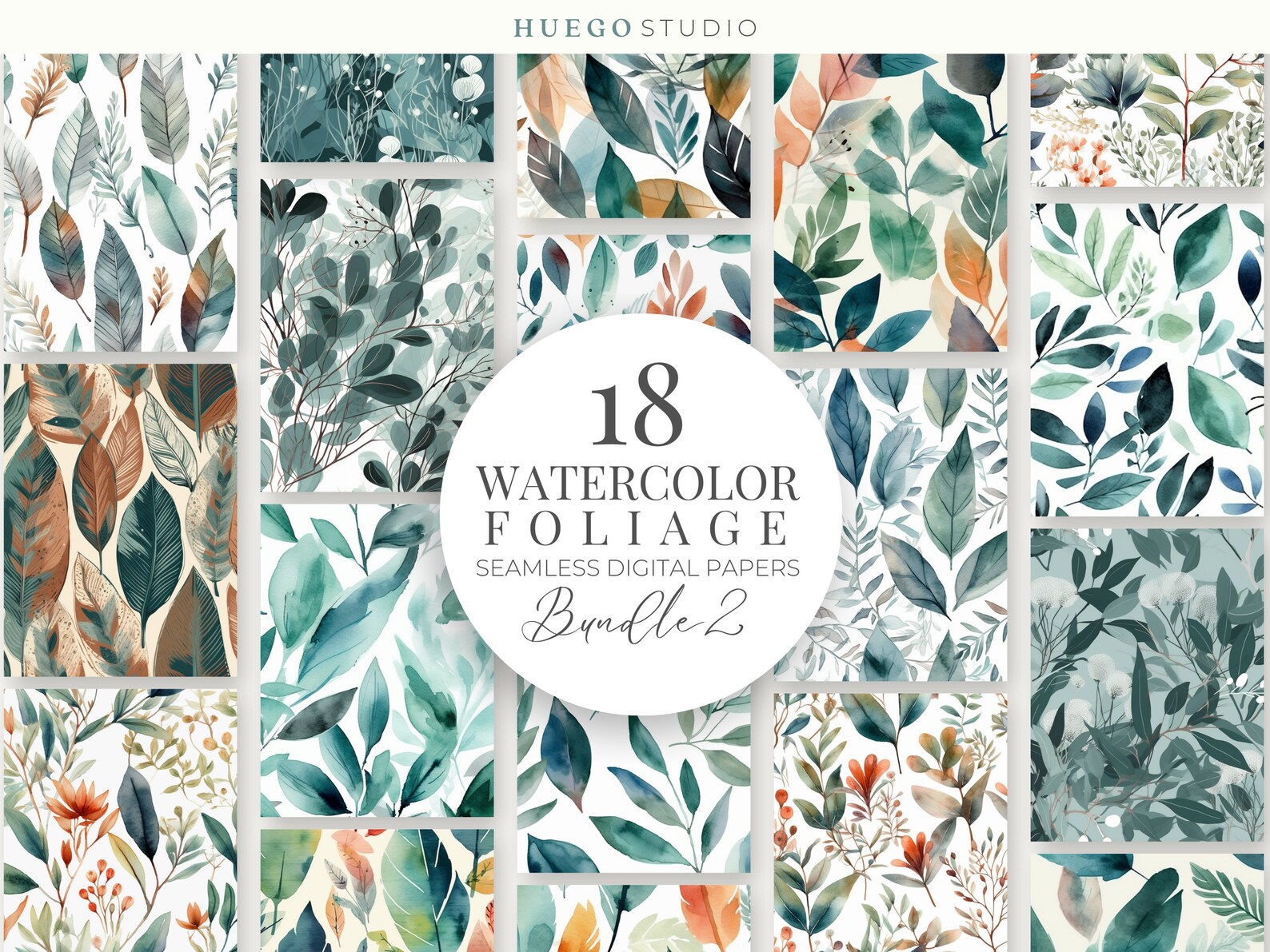 Boho Greenery Watercolor Clipart Green Watercolor Leaves - Etsy