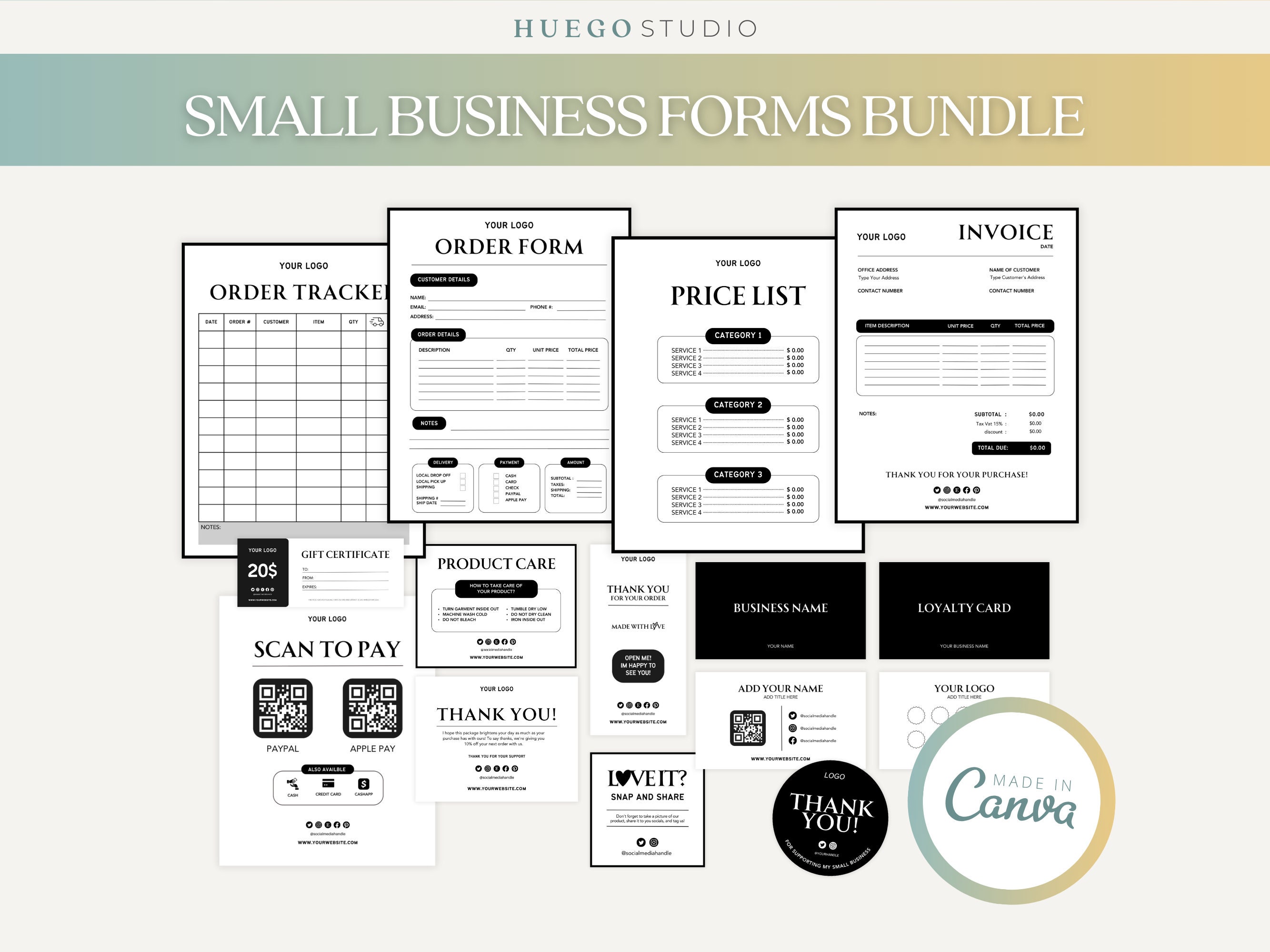 Editable Small Business Bundle Order Form Tracker Invoice Gift ...