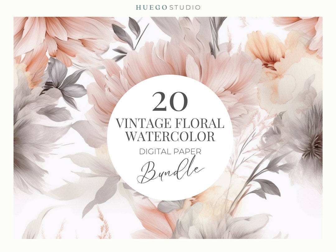 Vintage Watercolor Flower Background Flower Digital Paper Seamless ...