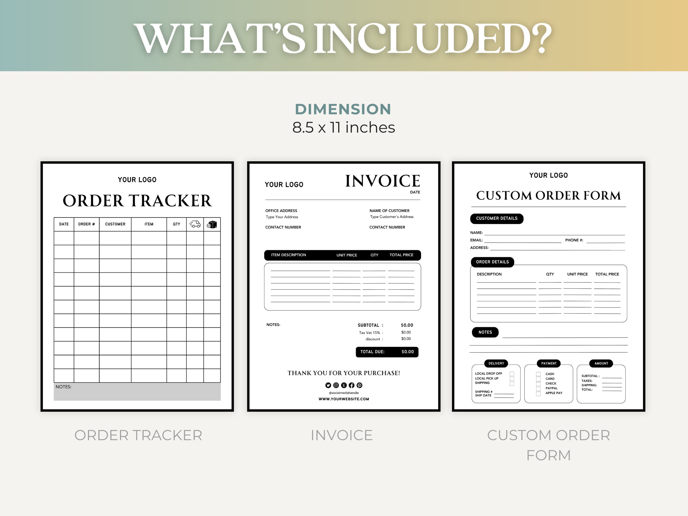 Editable Order Forms Bundle Tshirt Tumbler Tshirt Decal Editable ...