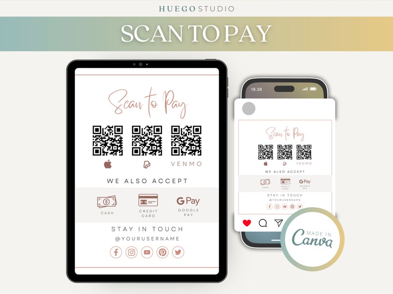 Editable DIY Scan to Pay Card Sign Editable Canva Template QR - Etsy