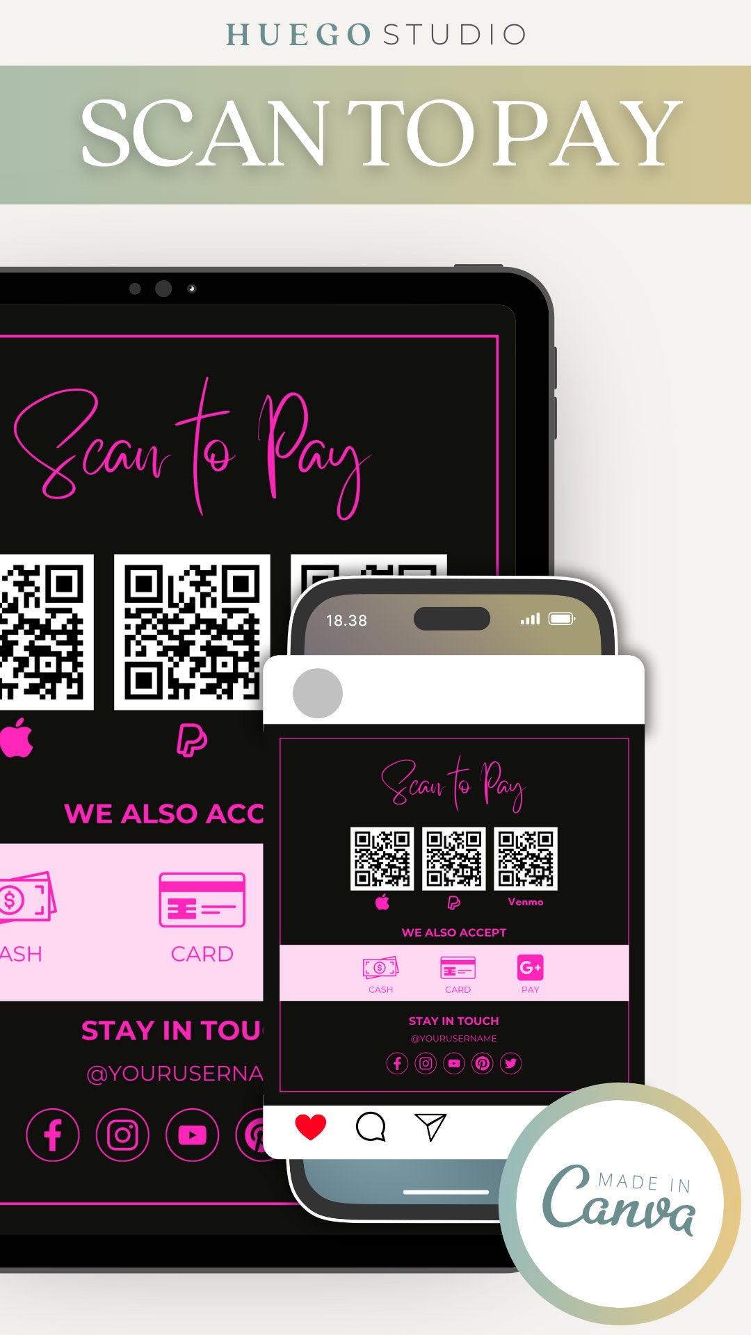 Editable DIY Scan to Pay Card Sign Editable Canva Template QR - Etsy