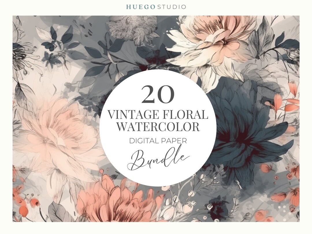 Vintage Watercolor Flower Background Flower Digital Paper Seamless ...