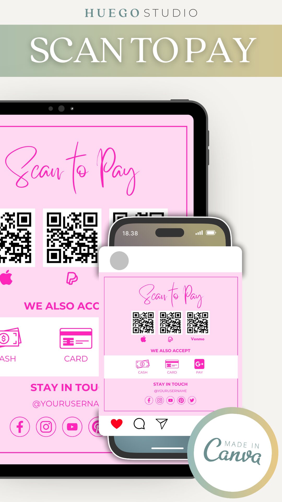 Editable DIY Scan to Pay Card Sign Editable Canva Template QR - Etsy