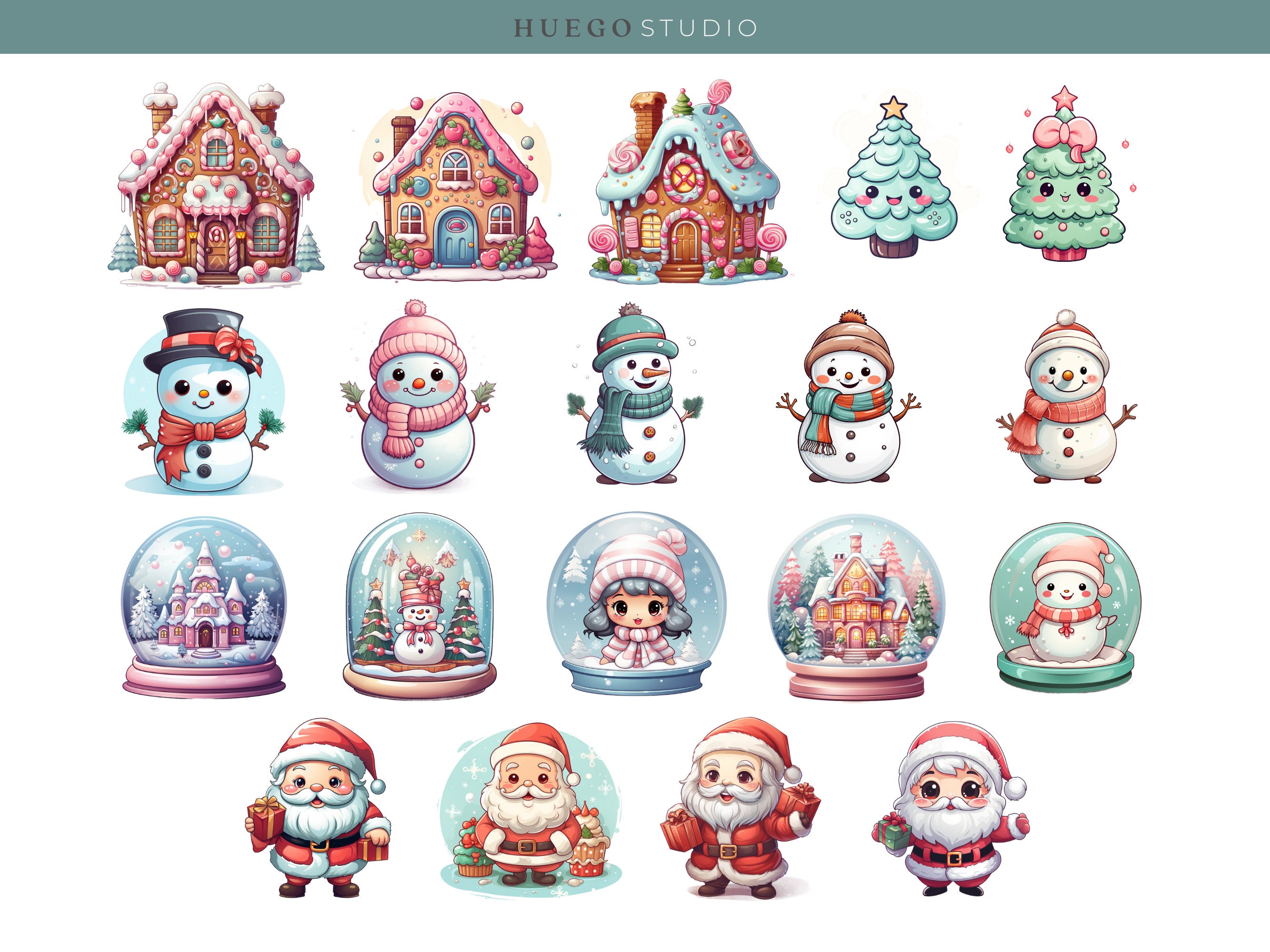 Kawaii Cute Christmas Clipart Graphics Winter Wonderland Elf Elves ...