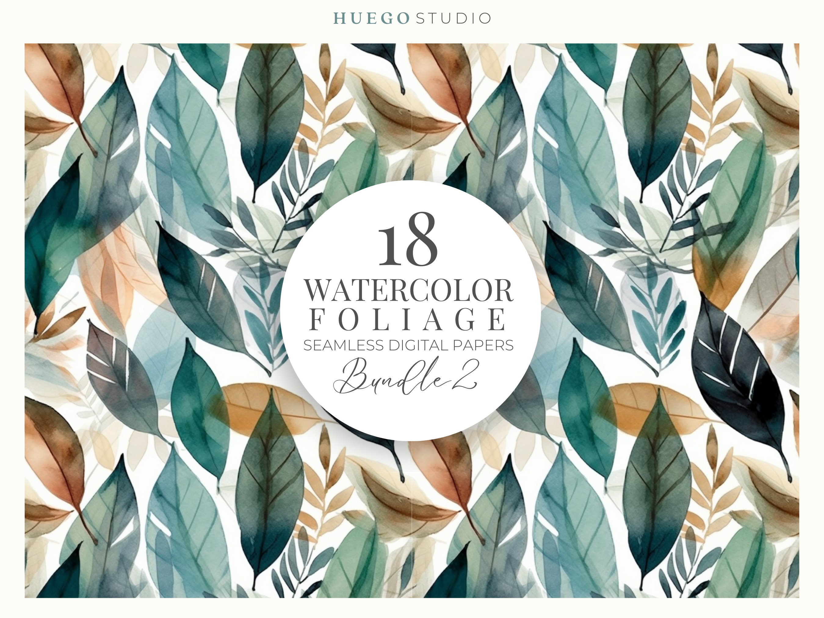 Boho Greenery Watercolor Clipart Green Watercolor Leaves - Etsy