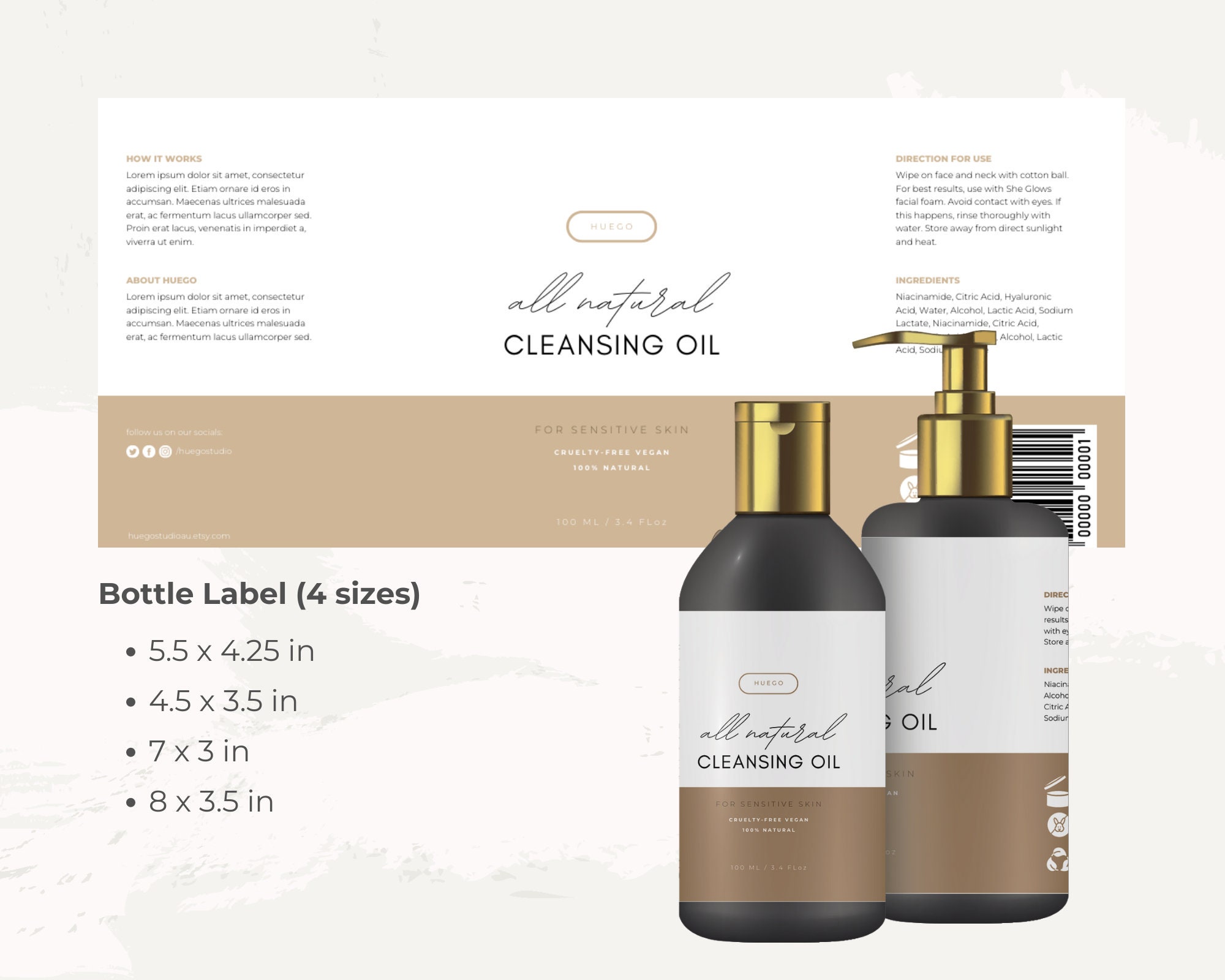 Minimalistic Editable Cosmetic Skin Care Product Label Template Body ...