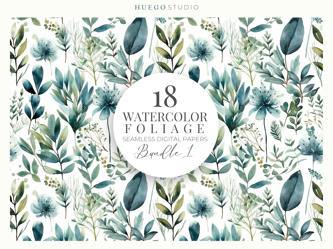 Boho Greenery Watercolor Clipart Green Watercolor Leaves Foliage ...