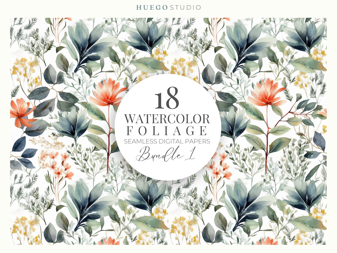 Boho Greenery Watercolor Clipart Green Watercolor Leaves Foliage ...