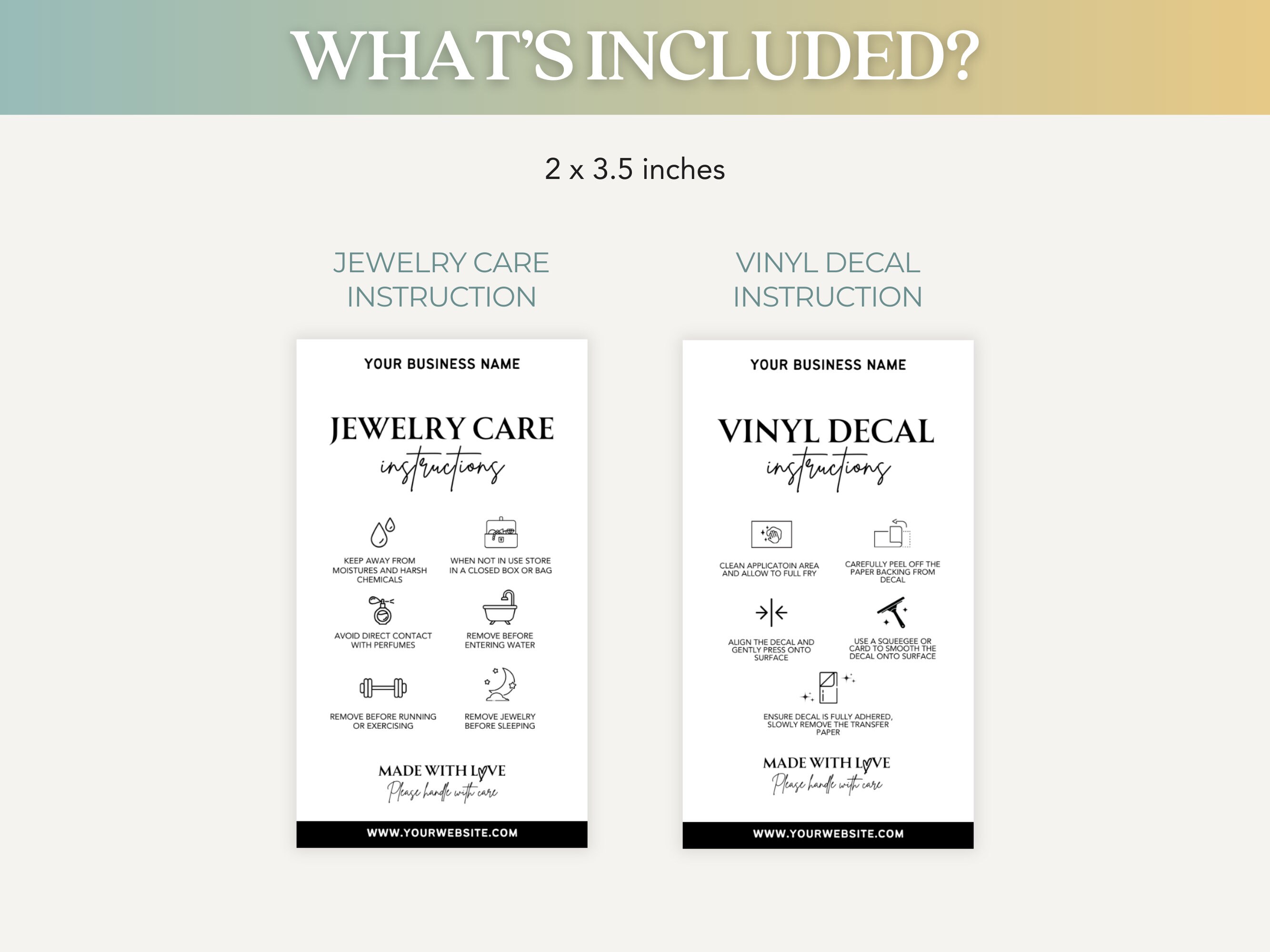 Editable Printable Care Card Bundle Washing Instructions Vinyl Decal ...